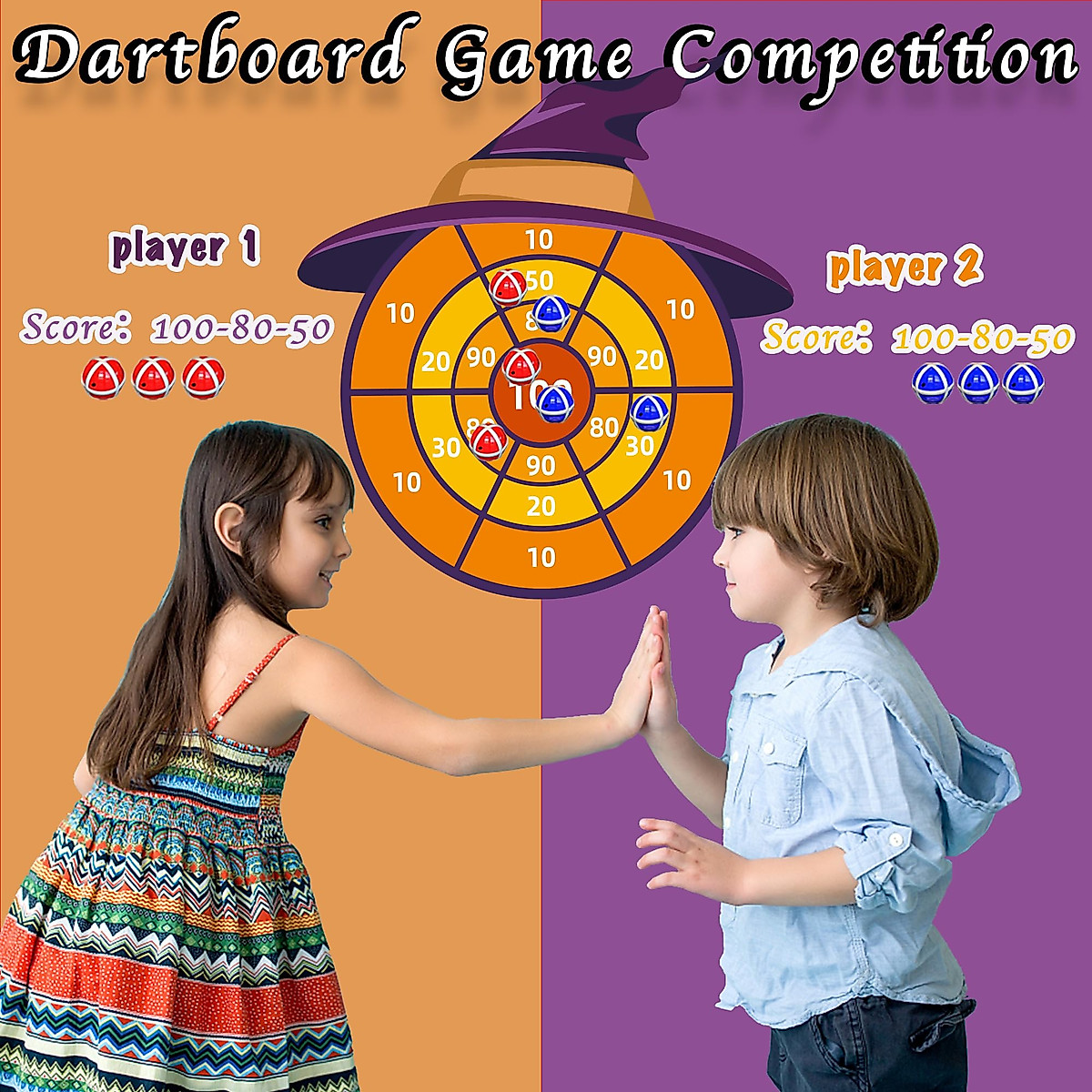 30” Halloween Decorations Witch Hat Party Favor, Large Halloween Toys Kids Dart Board Game, Halloween Party Supplies Indoor Outdoor Decor, Stocking Stuffers Christmas Birthday Gifts for Boys Girls