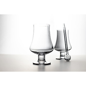 Amehla Handblown Whiskey Tasting Set of 2, 5-ounce Whisky Glasses with Water Dropper Pipette - Snifter for Sipping Bourbon Copita Scotch Glass Set for Nosing and Drinking Spirits