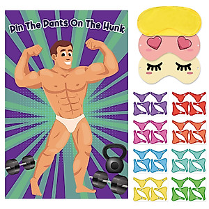 Adecortalk Bridal Shower Bachelorette Party Games Pin The Stickers On The Hunk with 42 Stickers for Bridal Shower Engagement Wedding Bachelorette Party Girls Night Party Games