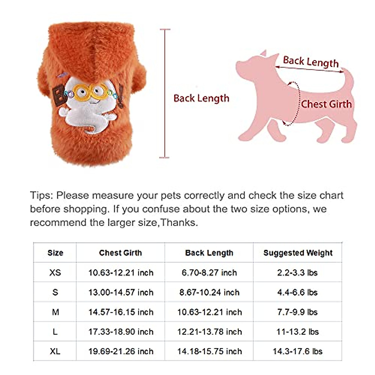 AIHANCH Dog Halloween Costume Cute Ghost Hoodie Winter Warm Fleece Dog Clothes Two-Legged Dog Outfits for Small Dogs Puppy (Small)