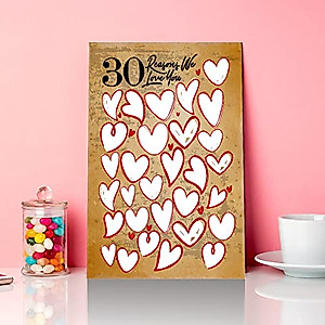 30 Reasons We Love You, 30th Birthday Gift Guest Canvas, For Her, Man, Woman, Sister, Friend, Family, Great 40th Anniversary or 30th Birthday Party Decoration-11x15 inches