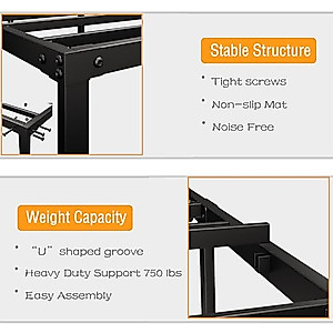 DERYONI 18 inch California King Bed Frame No Box Spring Needed Heavy Duty Platform Cal King Bed Frame Steel Slat Support 750lbs High Easy Assembly Noise Free Black Bed Frame Cali King