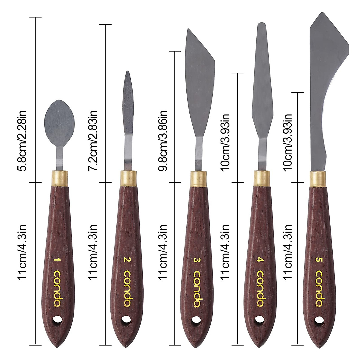 CONDA Palette Knife Painting Stainless Steel Spatula Palette Knife Oil Paint Metal Knives Wood Handle