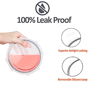 salato Glass Storage Containers with Lids 8 Piece, 100% Leak Proof & BPA Free Glass Containers with Lids, 4 Set Nesting Round Glass Food Storage Containers Safe for Freezer/Oven/Microwave, Grey