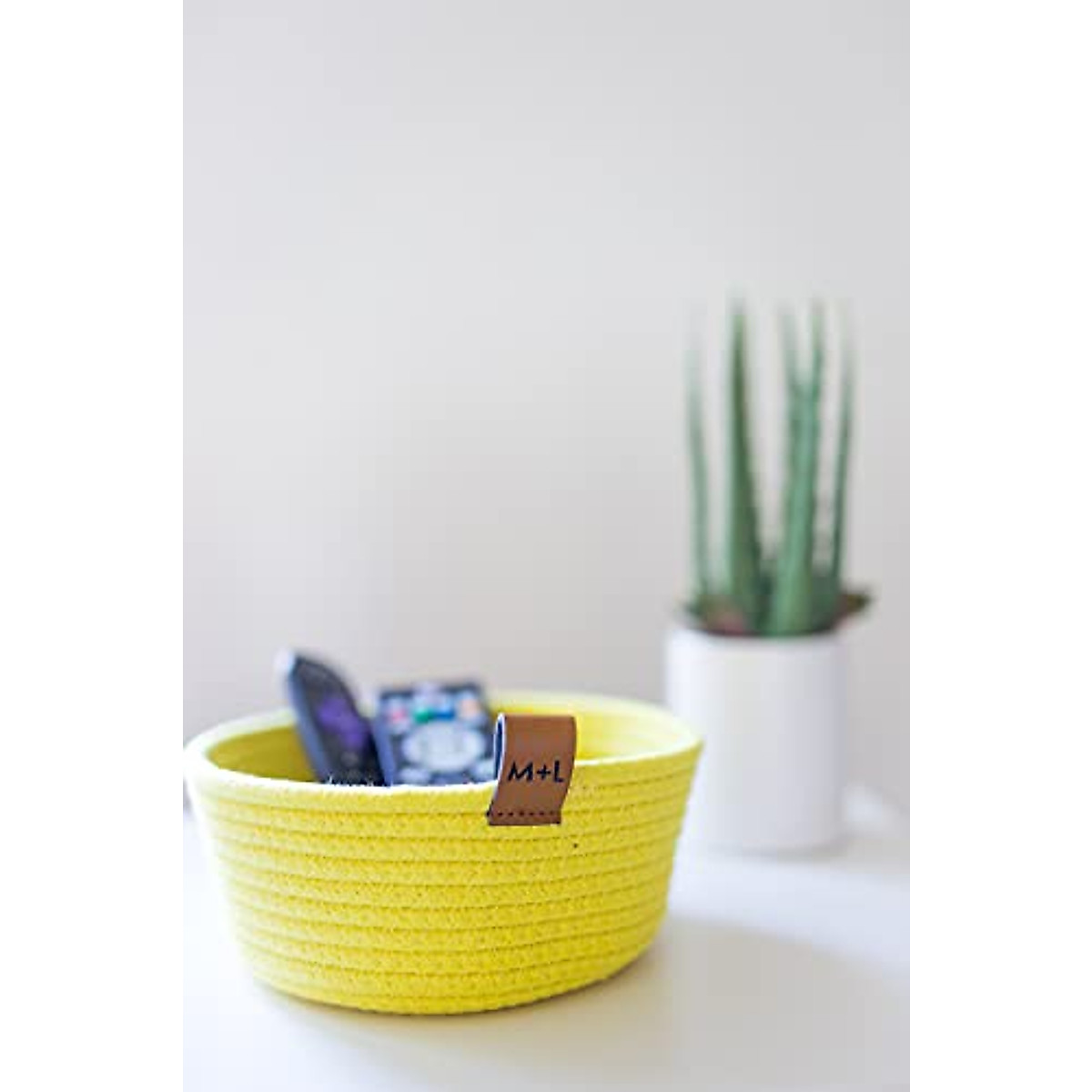 M+L Maple and Lark Woven Cotton Rope Basket, 7 x 3 inch Basket For Toy Storage Household Storage Nursery Bin Playroom Storage Playroom Bin Toy Bin (Primary Set ( Red, Yellow, Green, Blue))