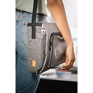 Dreambaby Grab ‘N Go Travel Booster Seat with Built-in Storage Space, Portable Highchair Booster Seat for Tables, High-Back Seat and Foldable for Baby Travel, Secured with a 3-Point Harness, Grey