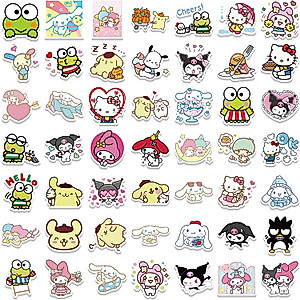 100Pcs Cute Stickers Pack Hello Kitty Stickers MyMelody&Kurom Stickers Cinnamoroll Pompompurin Keroppi Pochaco Stickers Decals Assorteds Kawaii Sticker Gifts for Kids Teens Girls Adults