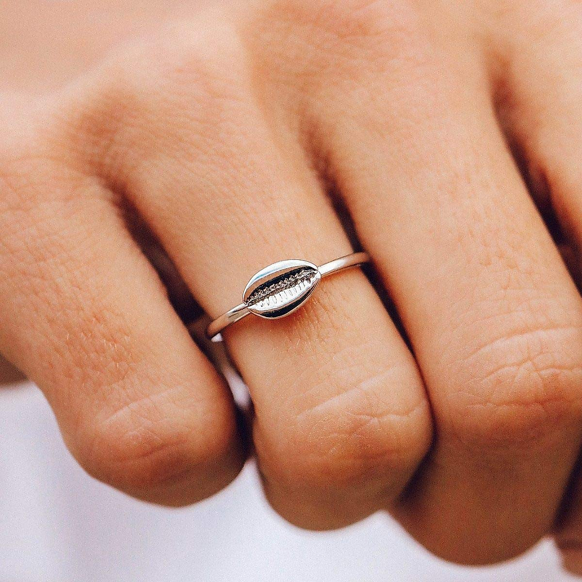 Pura Vida Silver-Plated Cowrie Ring - Brass Base Band - Size 5