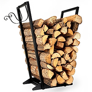 Qiang Ni Firewood Rack Indoor丨 Heavy Duty Firewood Rack Log Holder Rack Indoor Outdoor for Fireplace Wood Storage with Kindling Rack,33Inch