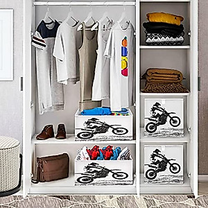 Kigai Motocross Rider Storage Basket Cube Box Foldable Canvas Storage Basket for Clothes Storage,Toy Box,Home Storage