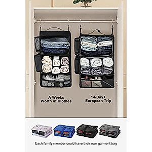 ELEZAY Hanging Packing Cubes Portable Closet 3-Shelf Travel Collapsible Compression Garment Organizer for Carry-on Luggage Suitcase Space Saver Bag XX-Large, Black