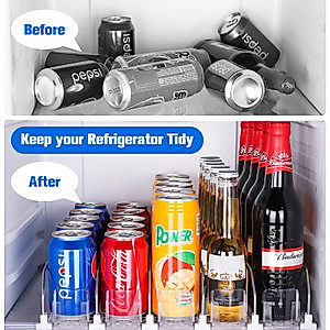 BAILABA Drink Organizer for Fridge, Width Adjustable Soda Can Dispenser for Refrigerator, Drink Organizer for Fridge with 5 Rows, Beer Pop Can Water Bottle Storage for Pantry