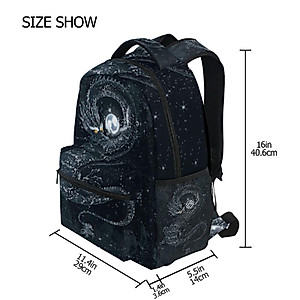 Oarencol Magic Dark Dragon Galaxy Space Black Backpack Bookbag Daypack Travel School Bag