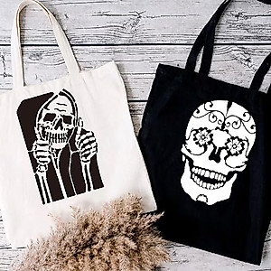 14 Pieces Skull Stencils Reusable, Scary Skeleton Stencils Fire Template Skull Flame Stencils Stencils for Painting on Wood, Wall, Canvas, Scrapbook Decorations DIY Craft Projects (14 skull)