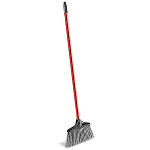 Libman Commercial 1086 Stiff Sweep Lobby Broom, Steel Handle, 38" Tall x 10" Wide, Red Handle (Pack of 6)