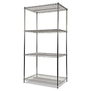 Alera SW503624SR Wire Shelving Starter Kit, 4 Shelves, 36w x 24d x 72h, Silver