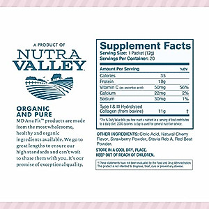 MD Ana Fit - Grass-Fed Hydrolyzed Collagen Peptides Powder, Non-GMO Dairy, Hormone Free & Gluten Free, Pasture Raised, Cherry, 30 Stick Packs (360g)