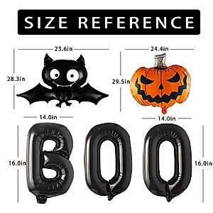 BACOKEY 7Pcs Halloween Balloons, Halloween Boo Bat Pumpkin Foil Mylar Balloons for Halloween Party Decorations