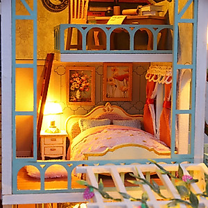 CUTEBEE Dollhouse Miniature with Furniture, DIY Wooden Dollhouse Kit Plus Dust Proof, Creative Room Idea (Jungle Resort)