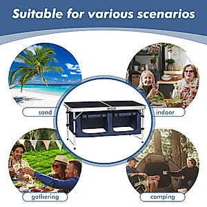 Camp Field Camping Folding Aluminum Table with Adjustable Legs for Outdoor Travel Beach, Backyards, BBQ, Party and Picnic Foldable Table