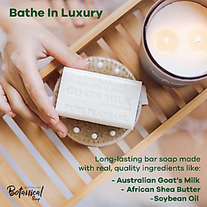 Australian Botanical Goat Milk Soap Set 6.8 OZ Bars, Pack of 8, Triple Milled Bar Soap with Soya Bean Oil and Organic African Shea Butter, Natural Soap for all Skin Types, Packaging May Vary