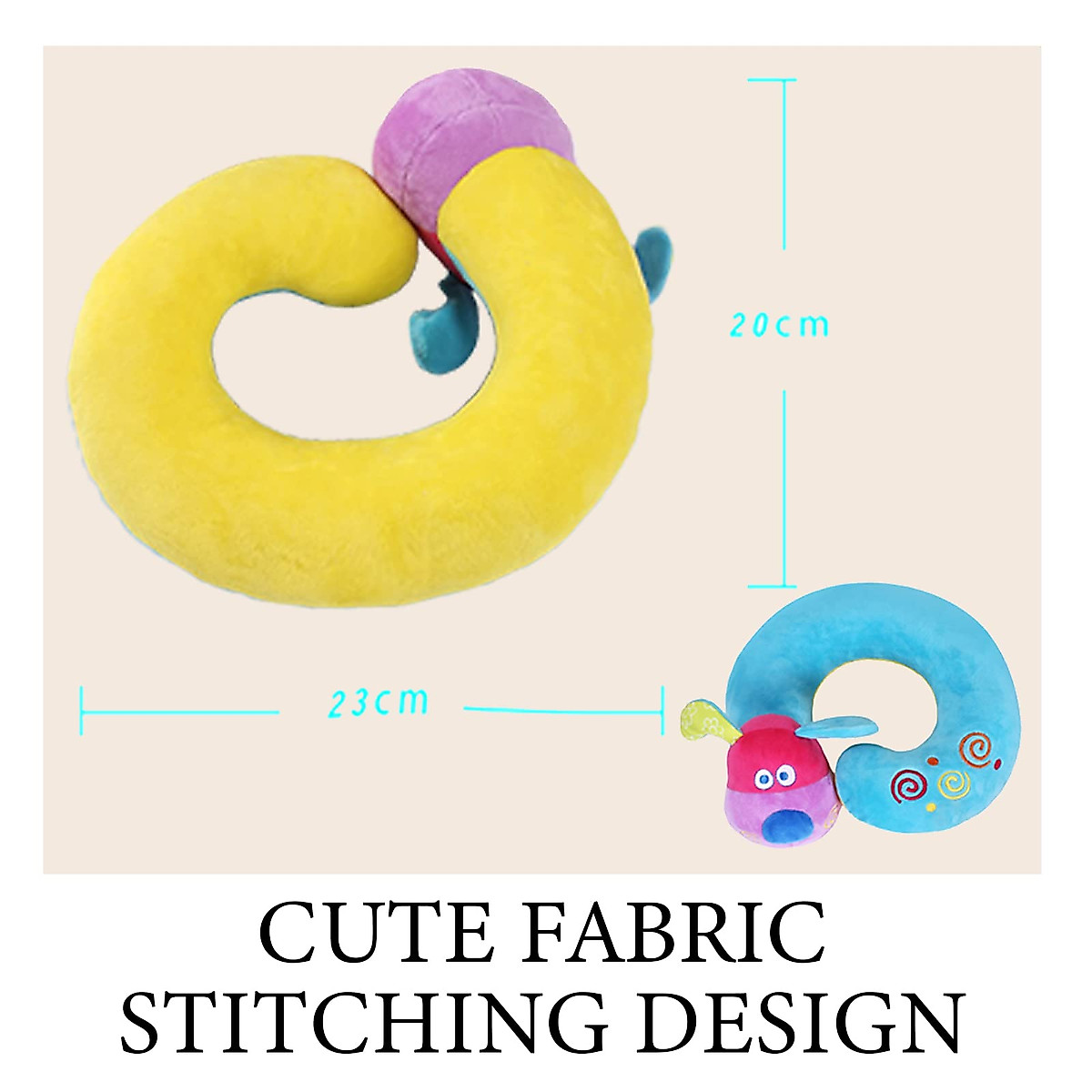 qianliyer Kids Neck Pillow for Traveling - Essential for Toddler Road Trips and Airplane Travel Comfortable Travel Pillow for Kids - Cute Dog Plush Toy with Chin Support Kids