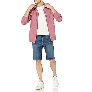Amazon Essentials Men's Lightweight French Terry Full-Zip Hooded Sweatshirt, Pink, Large