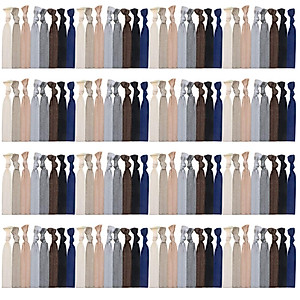 120 Pack Neutral Color No Crease Ribbon Elastics Hair Ties Women Yoga Knotted Ponytail Holder