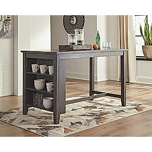 Signature Design by Ashley Caitbrook Rustic Counter Height Dining Table with Storage, Dark Gray
