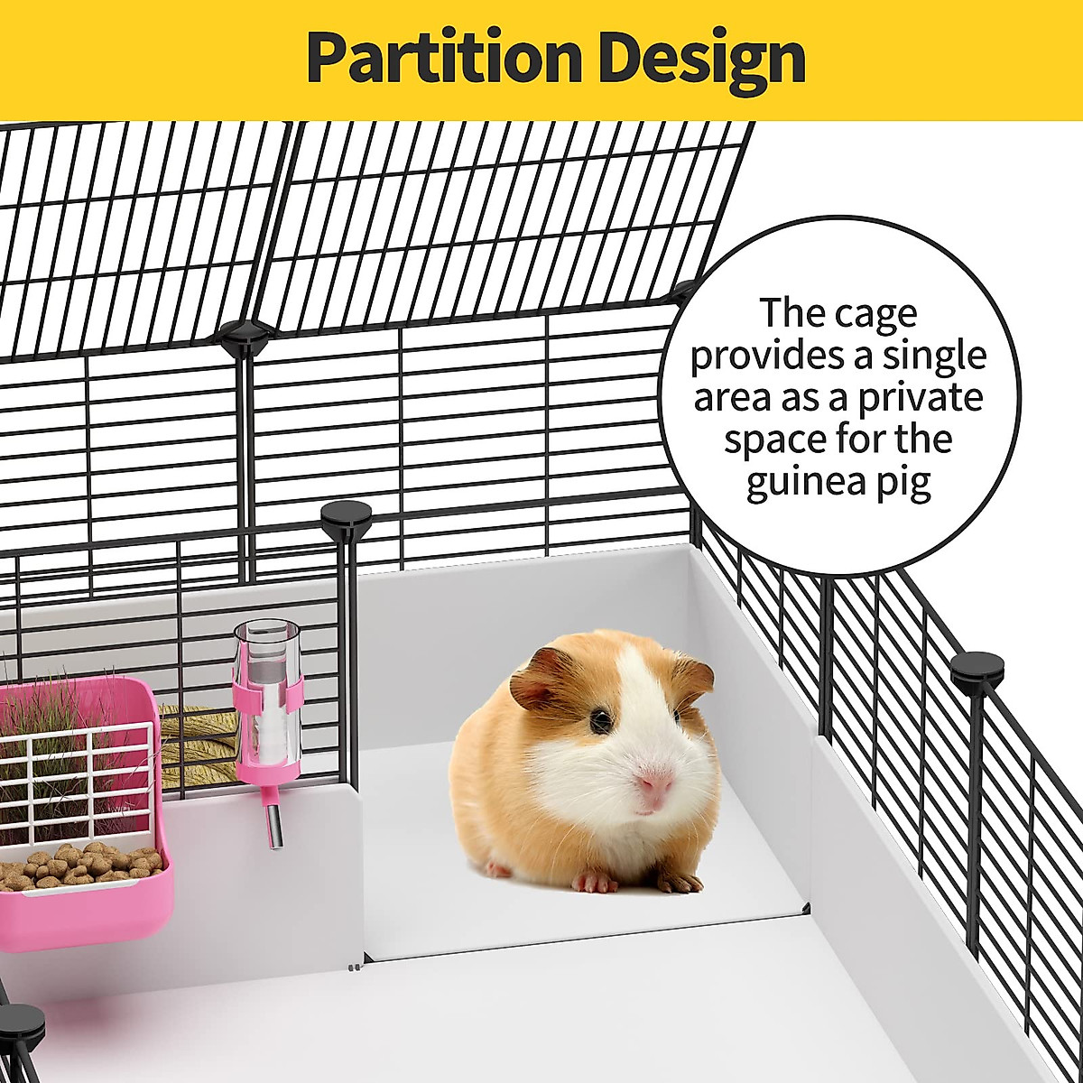 Guinea Pig Cage,Indoor Habitat Cage with Waterproof Plastic Bottom,Playpen for Small Pet Bunny, Turtle, Hamster