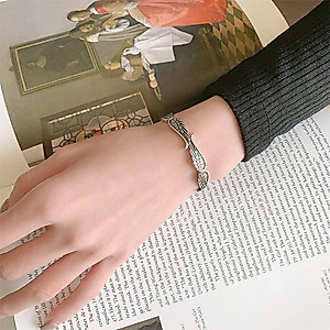 Atiptu Vintage Angel Wings Bracelet for Women Men Layering Angel Bangle Bracelets,Inspirational Guardian Angel Bangle Bracelets for Birthday/Graduation Gifts