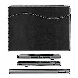 HFcoupe 10.2 Case for iPad 9th Generation 2021 / 8th Gen 2020 / 7th Gen 2019, Multiple Angles Viewing Leather Folio Protective Cover with Pencil Holder and Pocket Auto Sleep/Wake -Black
