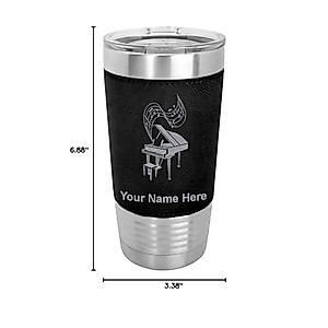 LaserGram 20oz Vacuum Insulated Tumbler Mug, Grand Piano, Personalized Engraving Included (Faux Leather, Black)