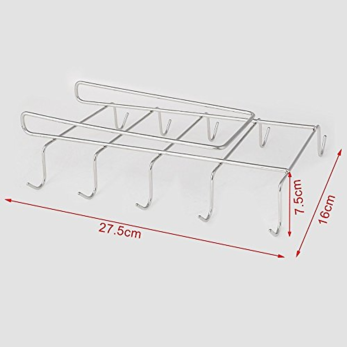 fannybuy 10 Hooks Mug Holder Under Shelf Coffee Mug Cups Wine Glasses Storage Drying Rack Cabinet Hanging Organizer Stainless Steel