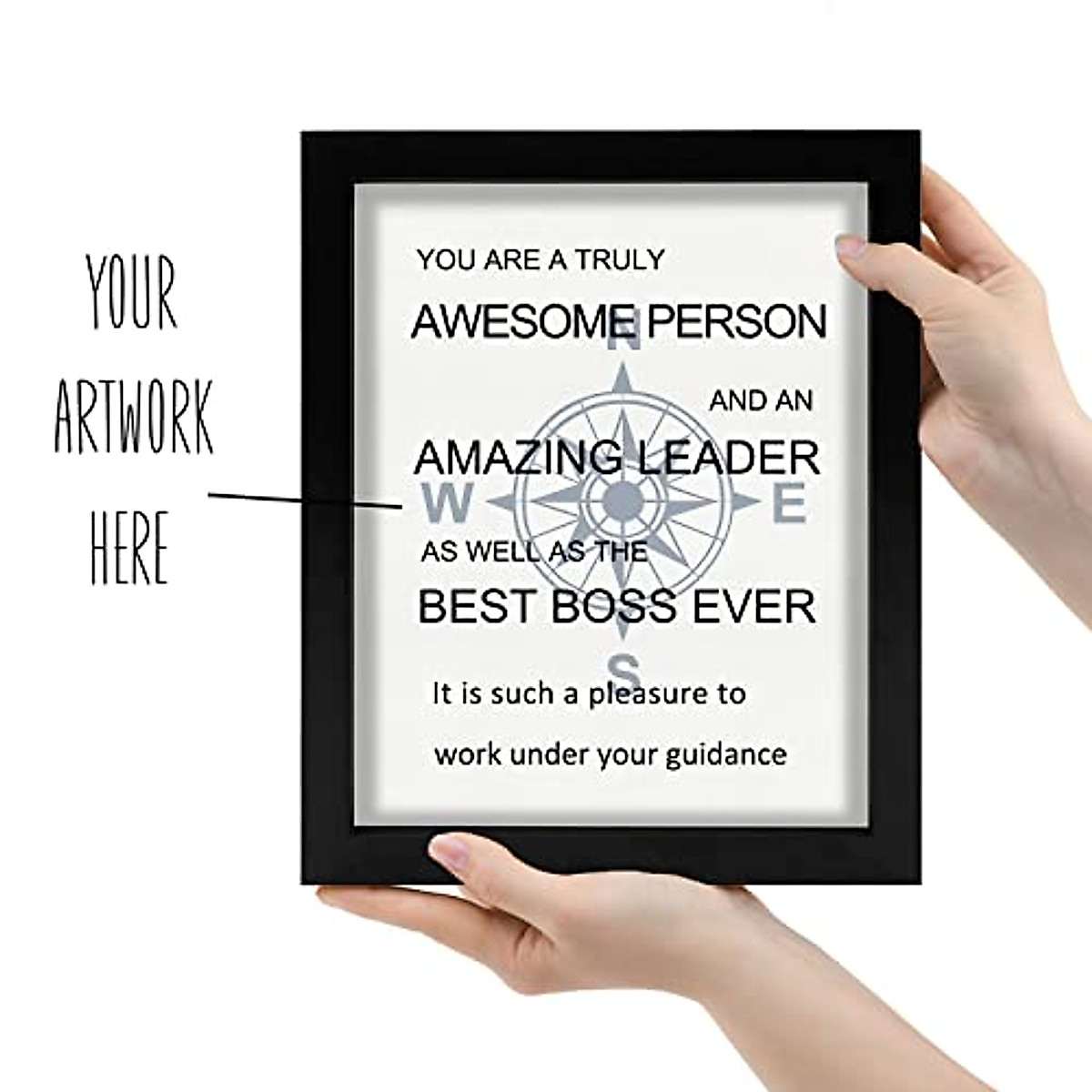 Cool Office Art Decor, Black Picture Frame 8x10, Wooden Photo Frame, Cleal Hanging Wood Poster Frame 9x11"