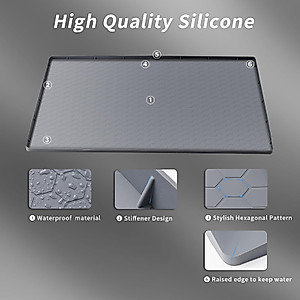 Under Sink Mat, 28'' x 22'' Silicone Under Sink Mat for Kitchen Waterproof, Under Sink Tray, Under Sink Liner for Kitchen Bathroom Cabinet (Gray)