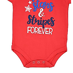 Unique Baby Unisex Stars Stripes 4th of July Clothes Set Outfit (6M, Red)