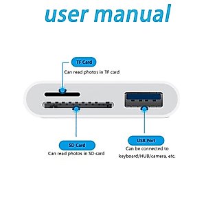 DCNETWORK Lightning to SD Card Reader for iPhone,USB Camera Adapter 3 in 1 USB Female OTG Adapter Compatible SD/TF Card, Memory Card Reader Portable USB 3.0 Adapter,Sd Card Adapter