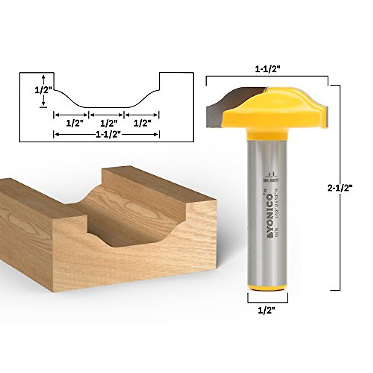 YONICO CNC Cabinet Door Raised Panel Router Bit Ogee Panel 1/2-Inch Shank 13076