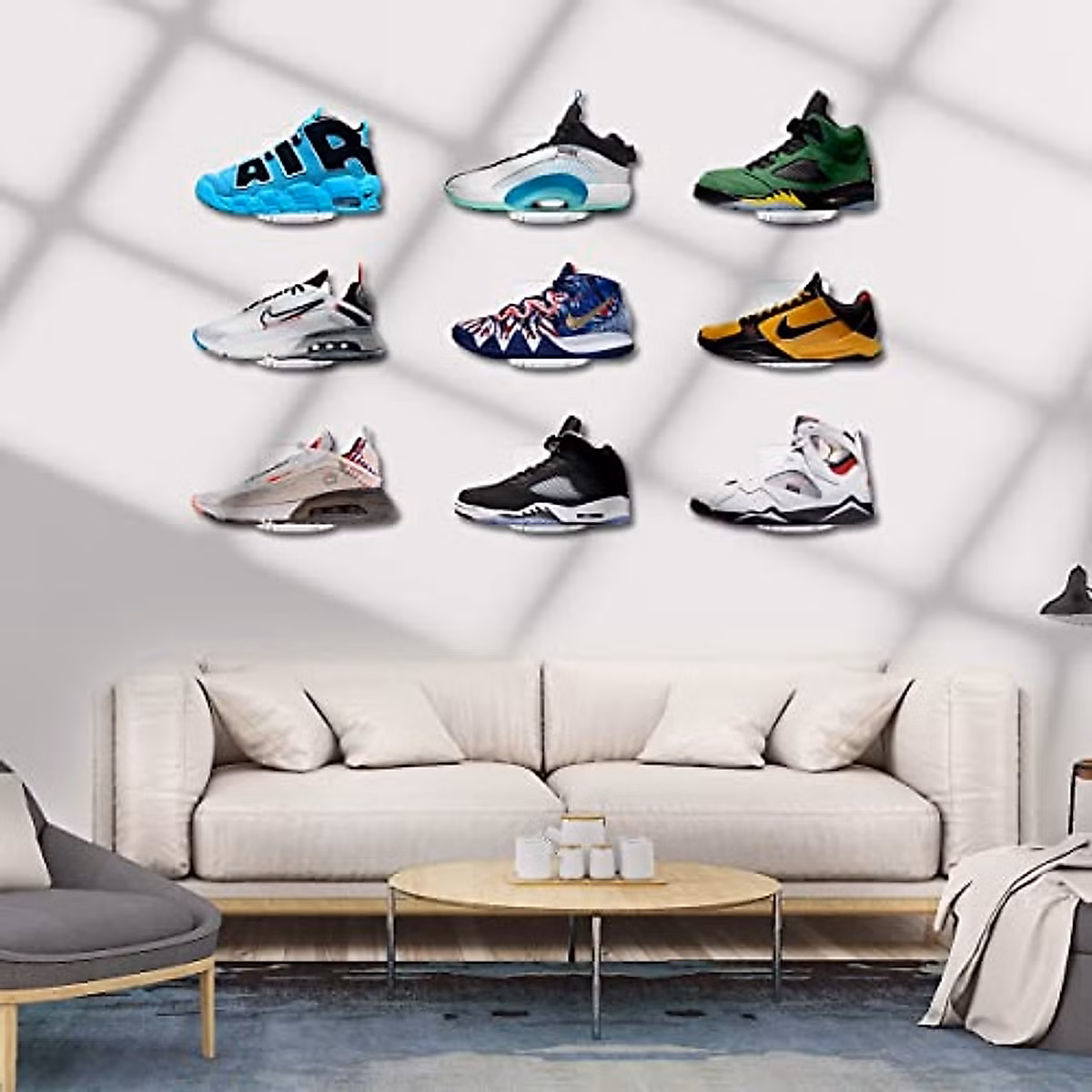 Yegvea 6 Pack Transparent wall floating display racks, Used to place all kinds of footwear or light and small items. Suitable for places such as shops, collections and exhibitions