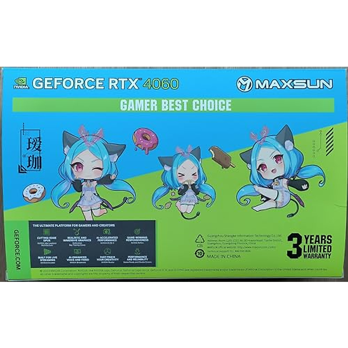 maxsun GeForce RTX 4060 iCraft OC ACGN Limited Edition 8GB GDDR6 (PCIe 4.0, DLSS 3.5, HDMI 2.1, DisplayPort 1.4a, RGB, Anime White GPU)
