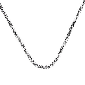 Length 24 3mm Round Byzantine Bali Handmade Chain Necklace Solid 925 Sterling Silver