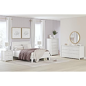 Signature Design by Ashley Hallityn Coastal 6-Drawer Dresser with Safety Stop and Scalloped Design, White