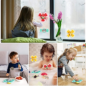 KLQQLK Suction Cup Spinning Top Toy，Suction Cup Toy，Safe Interesting Table Sucker Gameplay Early Learner Spinning topToys can be sucking glass, walls, seats, bathtubs, etc(Pack of 3)
