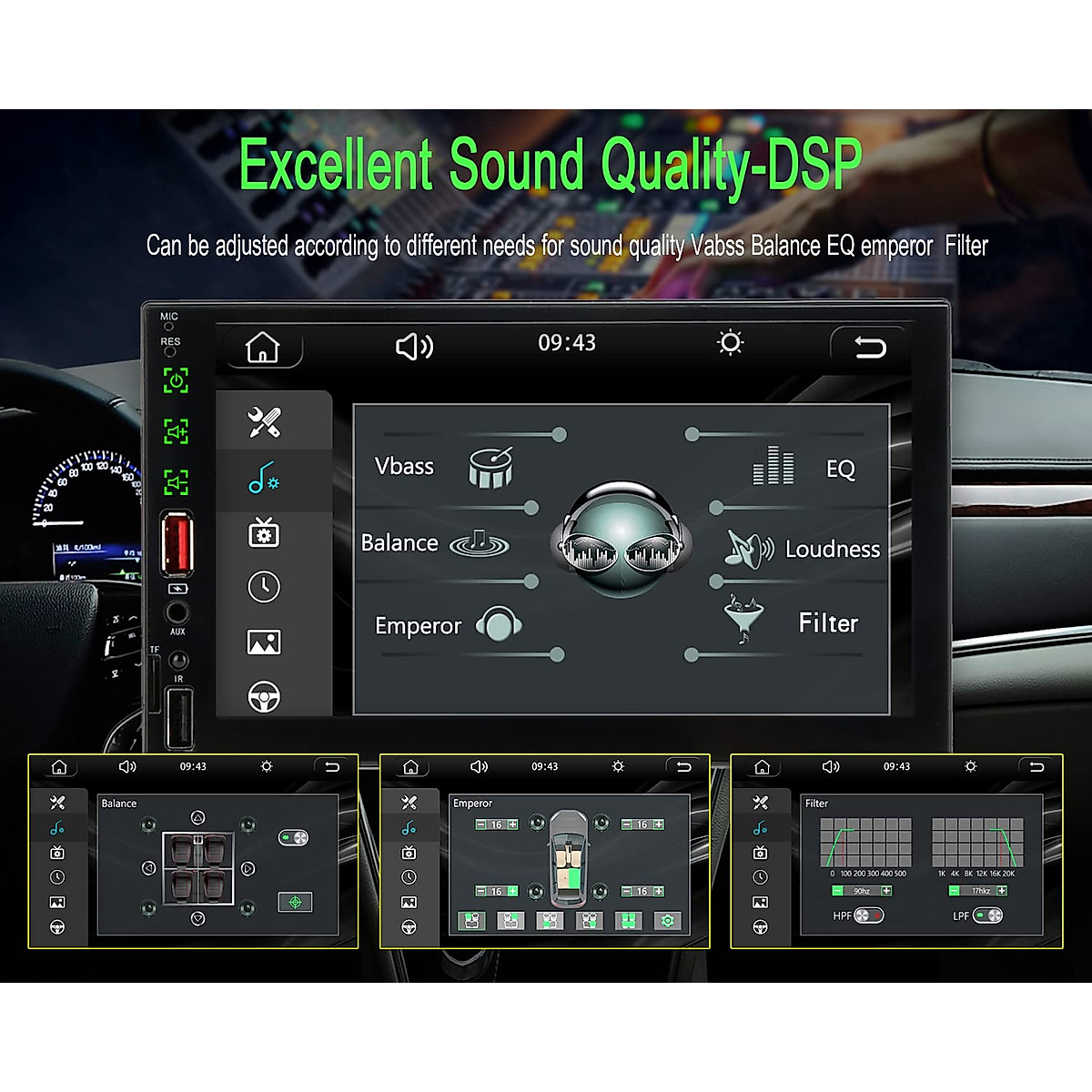 Double Din Car Stereo Compatible with Wireless Apple Carplay and Android Auto,7 Inch Touch Screen with Bluetooth 5.2,16-Segment EQ Car Audio Receivers,Mp5,Mirror Link,HD Backup Camera,FM Car Radio