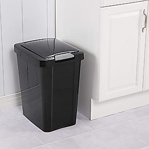 Sterilite 10439004 7.5 Gallon Black Plastic TouchTop Wastebasket
