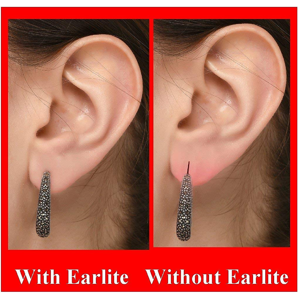 EarLite 240 (60 Ea X 4 Packs) Invisible Earring Ear Support Waterproof Patches in ZipLock Pouch - Made in USA