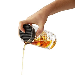 Rabbit 2-in-1 Strainer & Jigger, Silicone & Stainless Steel Cocktail Strainer and Jigger, Nest Together for Compact Storage, Black/Stainless