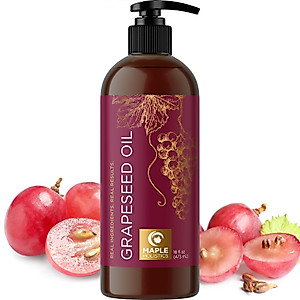 Pure Cold Pressed Grapeseed Oil - Hydrating Grapeseed Oil for Hair Skin and Nails Plus Carrier Oil for Essential Oils Mixing - Pure Grapeseed Oil for Skin Beauty DIYs and Facial Skin Care Products