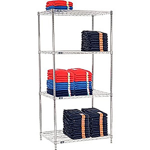 Nexel Adjustable Wire Shelving Unit, 4 Tier, Commercial Dry Storage Rack, 24" x 42" x 86", Chrome